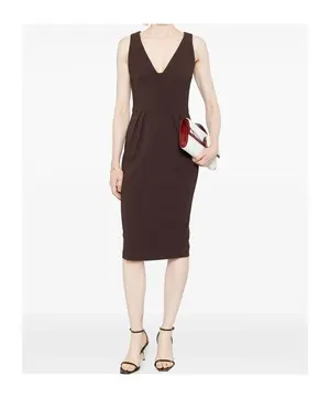 Elisabetta Franchi Sleeveless V-neck Crêpe Dress With Origami Darts