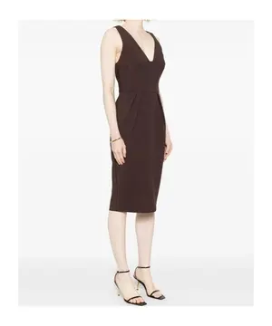 Elisabetta Franchi Sleeveless V-neck Crêpe Dress With Origami Darts