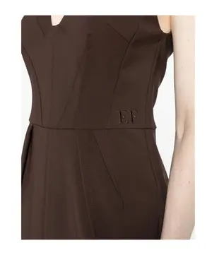 Elisabetta Franchi Sleeveless V-neck Crêpe Dress With Origami Darts
