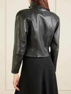 Magda Butrym High Neck Double-breasted Leather Jacket