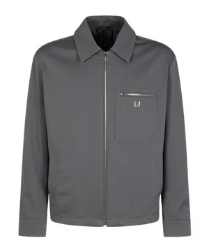 Fendi Ff Logo Plaque Zip-up Blouson Jacket - Black