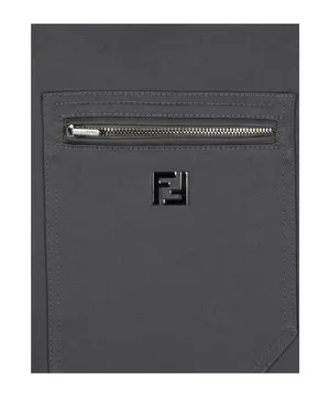 Fendi Ff Logo Plaque Zip-up Blouson Jacket - Black
