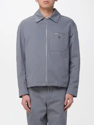 Fendi Ff Logo Plaque Zip-up Blouson Jacket - Black
