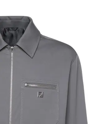 Fendi Ff Logo Plaque Zip-up Blouson Jacket - Black
