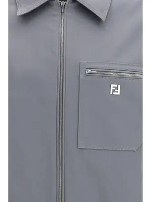 Fendi Ff Logo Plaque Zip-up Blouson Jacket - Black