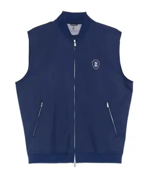 Brunello Cucinelli Zip-up Gilet With Logo Detail - Blue