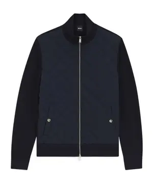 Hugo Boss Quilted Panel Zip-up Jacket - Black
