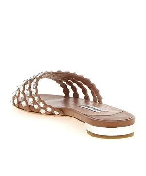 AQUAZZURA Tequila Embellished Slides - Brown