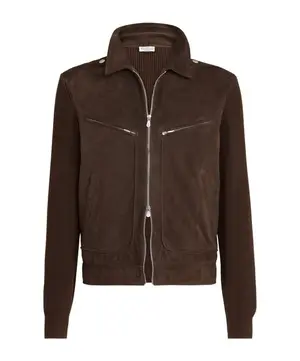 Brunello Cucinelli Cropped Zip-up Jacket With Lapel Collar - Espresso