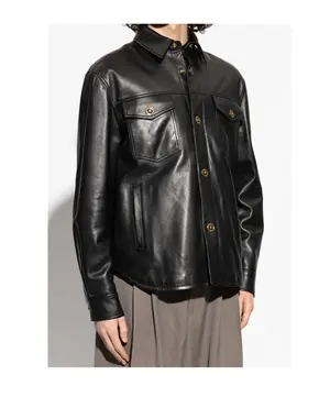 Versace Button-up Leather Overshirt
