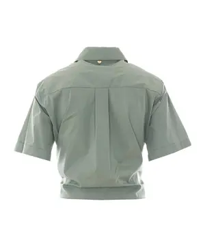 Liu Jo Cropped Tie-front Shirt - Gray