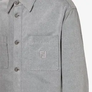 Fendi Ff Embroidered Denim Jacket - Grey
