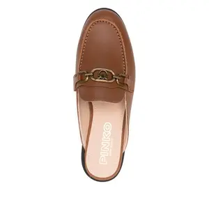 Pinko Round Toe Mules With Logo Detail