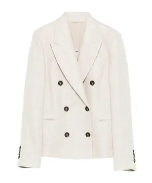 Brunello Cucinelli Double Breasted Collared Jacket - White