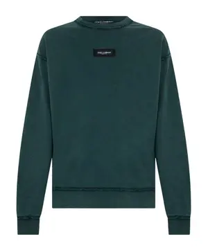 Dolce & Gabbana Crewneck Sweatshirt With Vintage Effect Logo Patch - No
