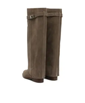 VIA ROMA 15 Suede Buckled Knee High Boots
