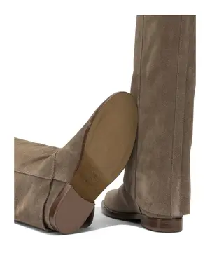 VIA ROMA 15 Suede Buckled Knee High Boots