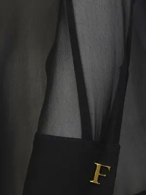 Elisabetta Franchi Georgette Crêpe Blouse With Sash Belt - Black