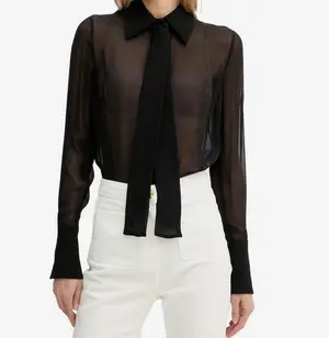 Elisabetta Franchi Georgette Crêpe Blouse With Sash Belt - Black