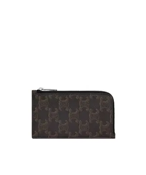 Celine Long Zipped Card Holder In Triomphe Canvas