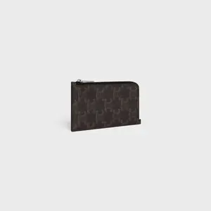 Celine Long Zipped Card Holder In Triomphe Canvas