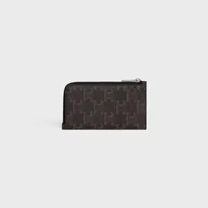Celine Long Zipped Card Holder In Triomphe Canvas
