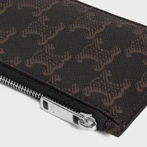Celine Long Zipped Card Holder In Triomphe Canvas