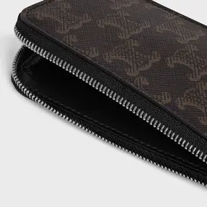 Celine Long Zipped Card Holder In Triomphe Canvas