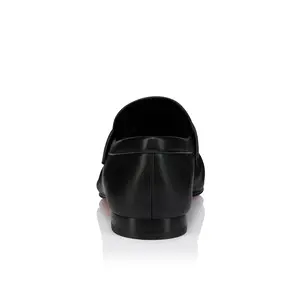CHRISTIAN LOUBOUTIN Ruched Square Toe Loafers With Silver Coin Detail