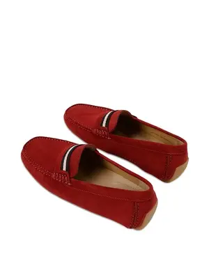 Bally Suede Driving Loafers With Signature Stripe Detail - Red
