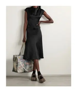 Acne Studios Sleeveless High Collar Flowy Dress With Back Slit