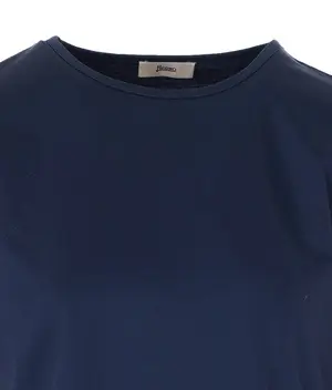 Herno Short-sleeved Crewneck T-shirt With Gold-tone Hardware - Blue