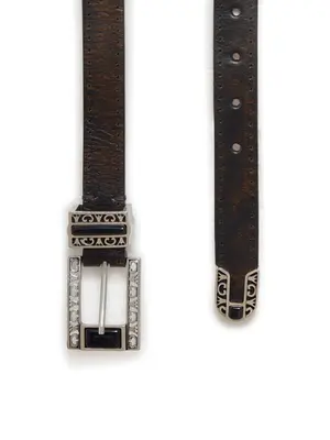 GOLDEN GOOSE Textured Buckle Belt - Black