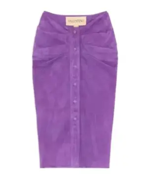 Valentino Garavani Gathered Button-front Skirt With Overlapping Slit - Purple