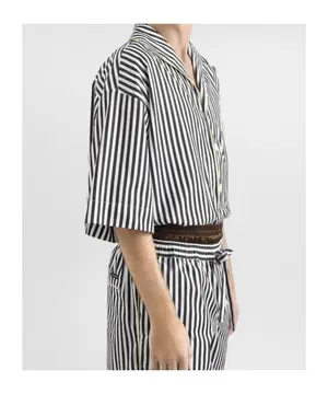 Dolce & Gabbana Dolce Gabbana Striped Poplin Shirt - Black