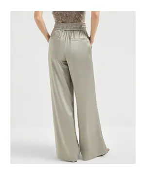 Brunello Cucinelli Palazzo Straight Leg Pants - Olive