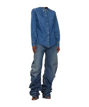 MUGLER Denim Power Shirt