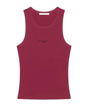Givenchy Slim Fit Cotton Tank Top With Paris Print - Red