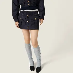 Miu Miu Elasticated Waistband Mini Skirt With Patch Pockets