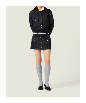 Miu Miu Elasticated Waistband Mini Skirt With Patch Pockets