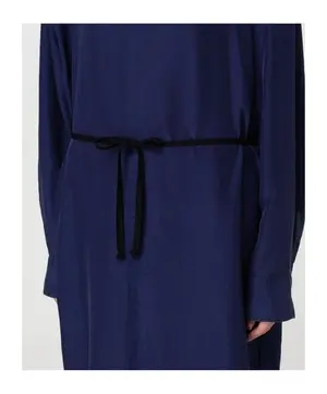 Barena Venezia V-neck Midi Dress With Long Sleeves And Front Tie - Blue