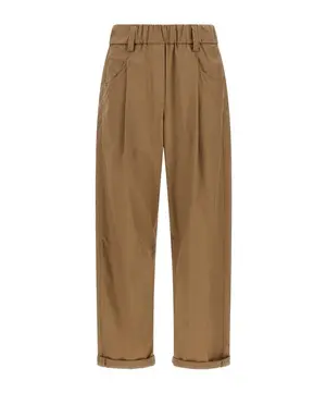 Brunello Cucinelli Brunello Cucinelli Lightweight Poplin Five-Pocket Track Trousers Dune