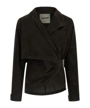 DARKPARK Belted Wrap Jacket With Shawl Collar - Brown