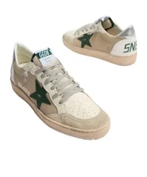 GOLDEN GOOSE Ballstar Mesh Leather Sneakers - Nude