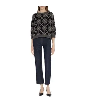Khaite Colt" Crewneck Argyle Knit Sweater - Black