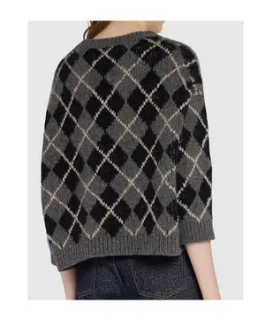 Khaite Colt" Crewneck Argyle Knit Sweater - Black
