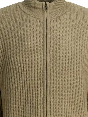 StÜssy Ribbed Zip-up Jumper With Quilted Elbow Patches
