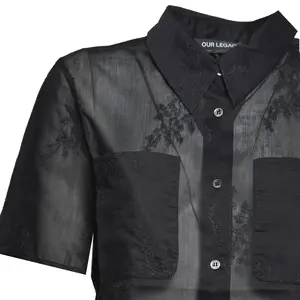 Our Legacy X-ray Shirt With Floral Embroidery - Black