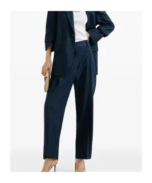 Brunello Cucinelli Dazzling Chalkstripe Slouchy Trousers - Black