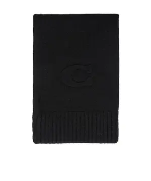 COACH Embossed Knit Muffler - Black